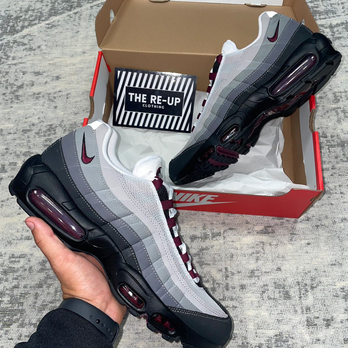 Nike Air Max 95 Dark Beetroot Trainers - Black/Pearl Grey/Dark Beetroo ...